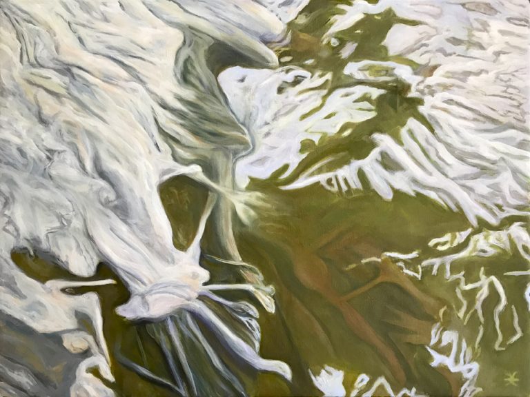 Tree and Water, 2017, oil on canvas, 18x24" - Fredericka Foster
